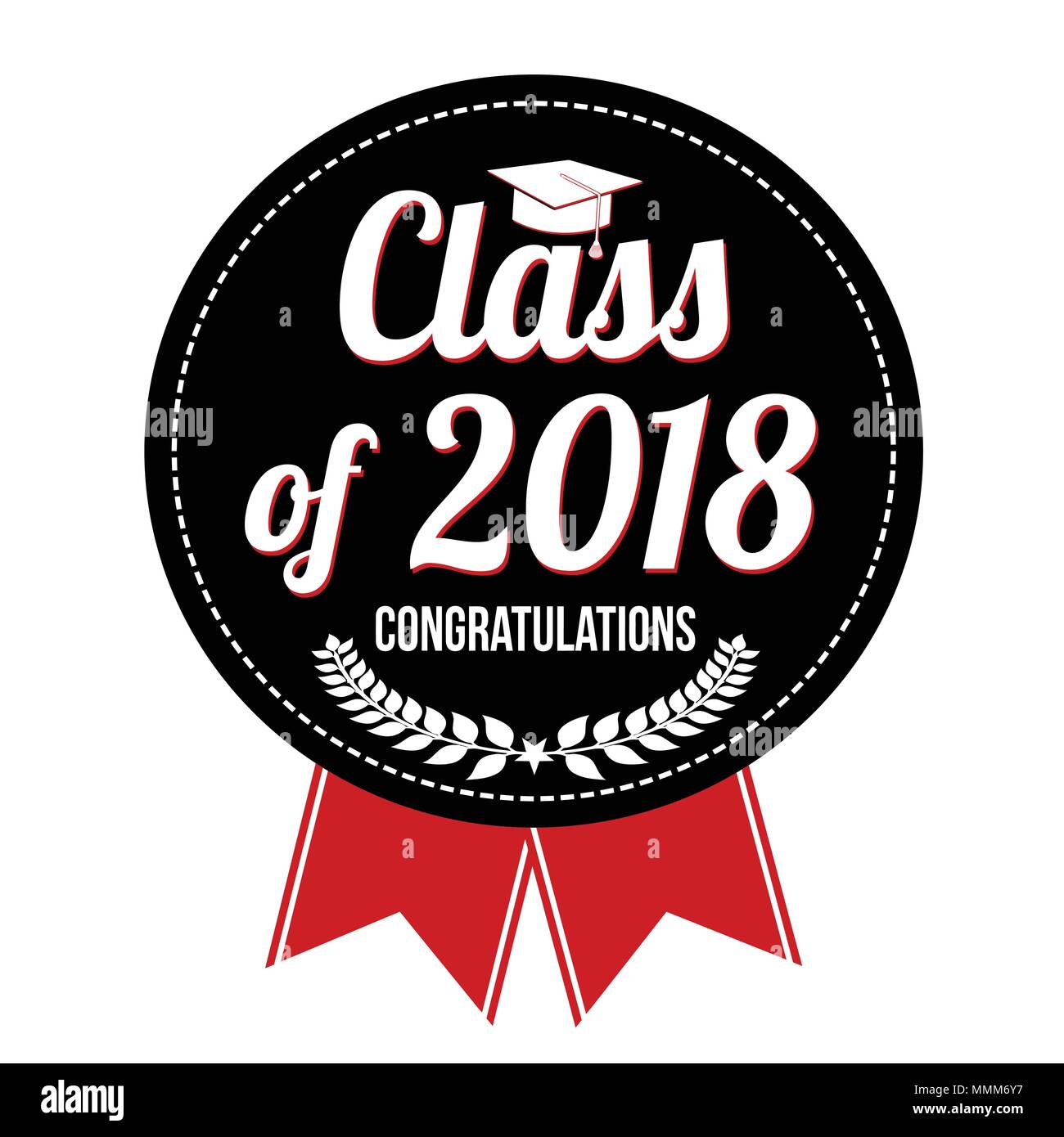 Class of 2018 label or sticker on white background, vector illustration ...