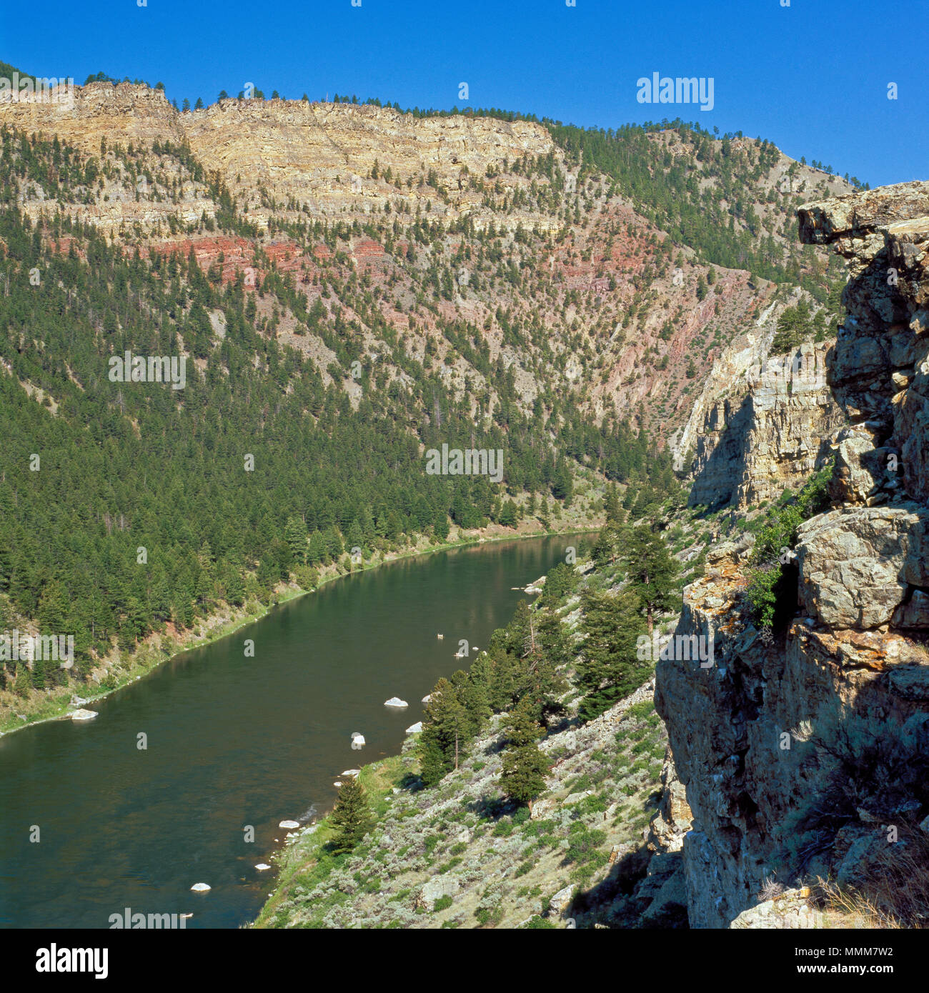 missouri river in a deep canyon below hauser dam near helena, montana ...