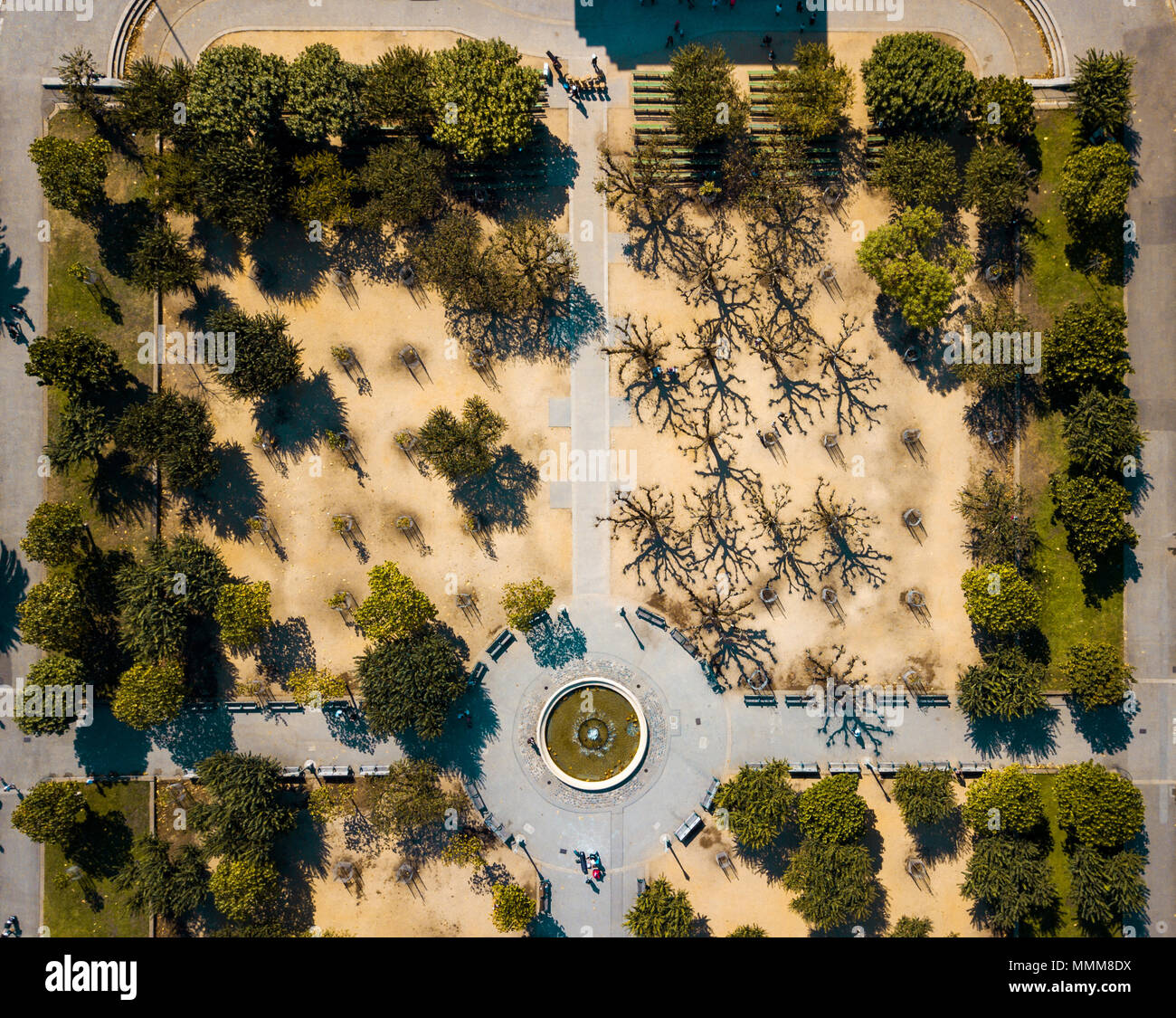 Aerial view of a square at the Music concourse in Golden Gate park in ...
