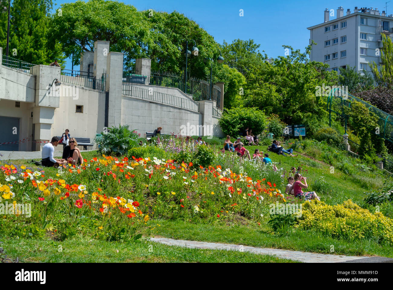 parc de belleville, paris, france Stock Photo - Alamy