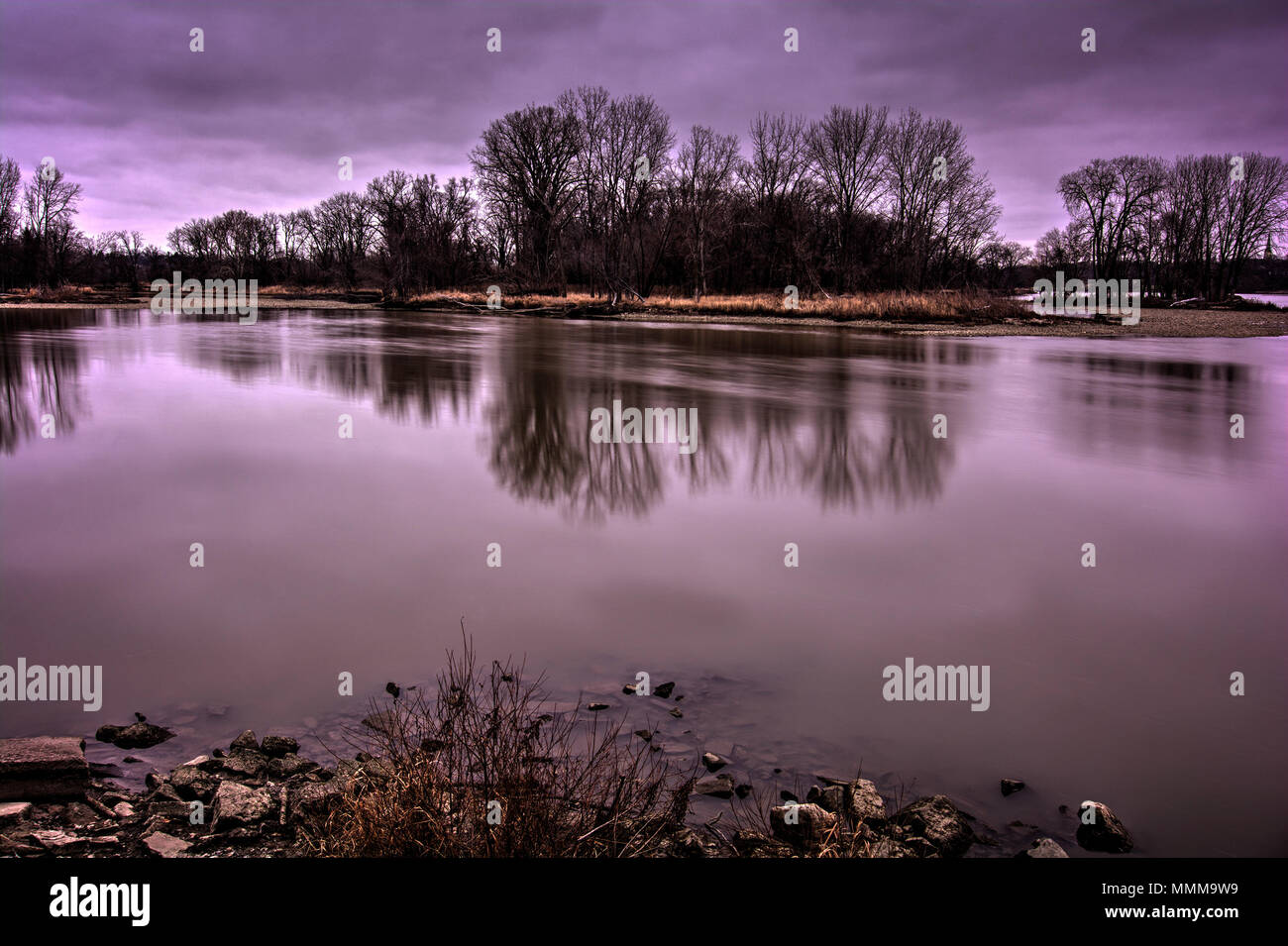 Beautiful sunrise along the Maumee river in Northwest Ohio Stock Photo ...