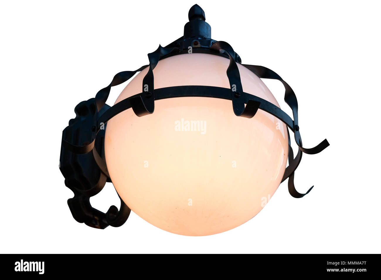 Circle white lamp post on white background.Closed up.Clipping path ...
