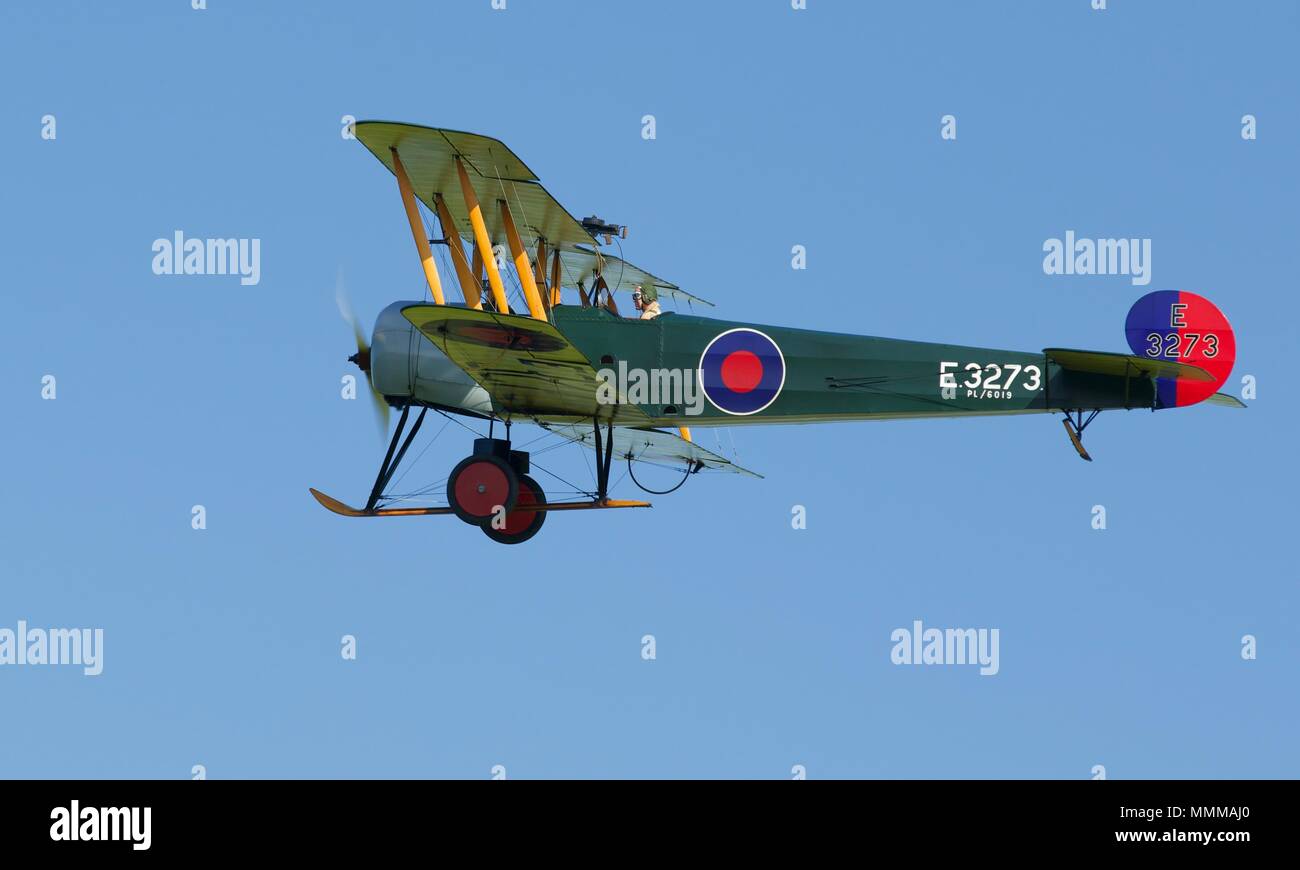 1918 Avro 504k, World War 1 biplane flying at Shuttleworth Stock Photo ...