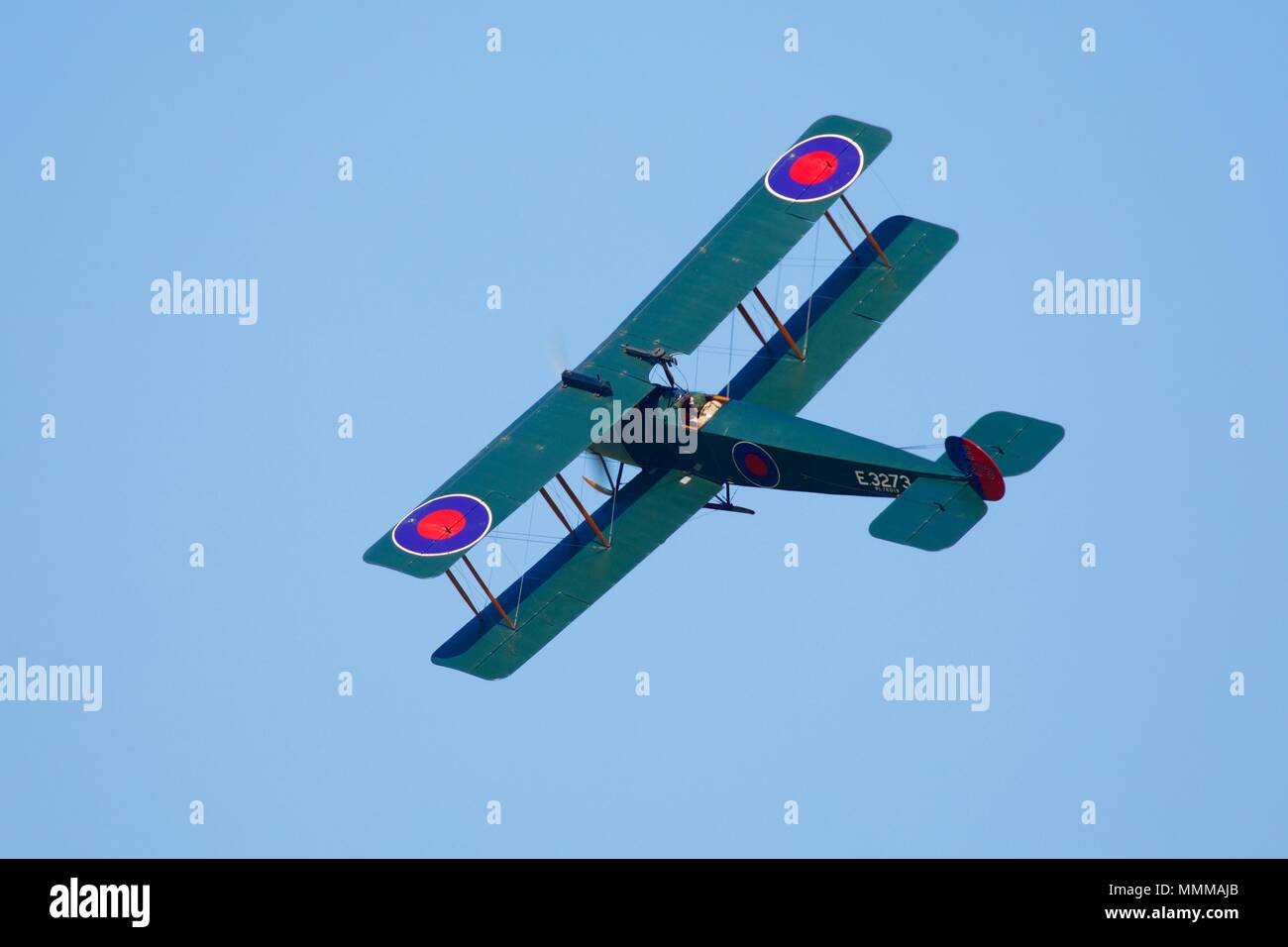 1918 Avro 504k, World War 1 biplane flying at Shuttleworth Stock Photo ...