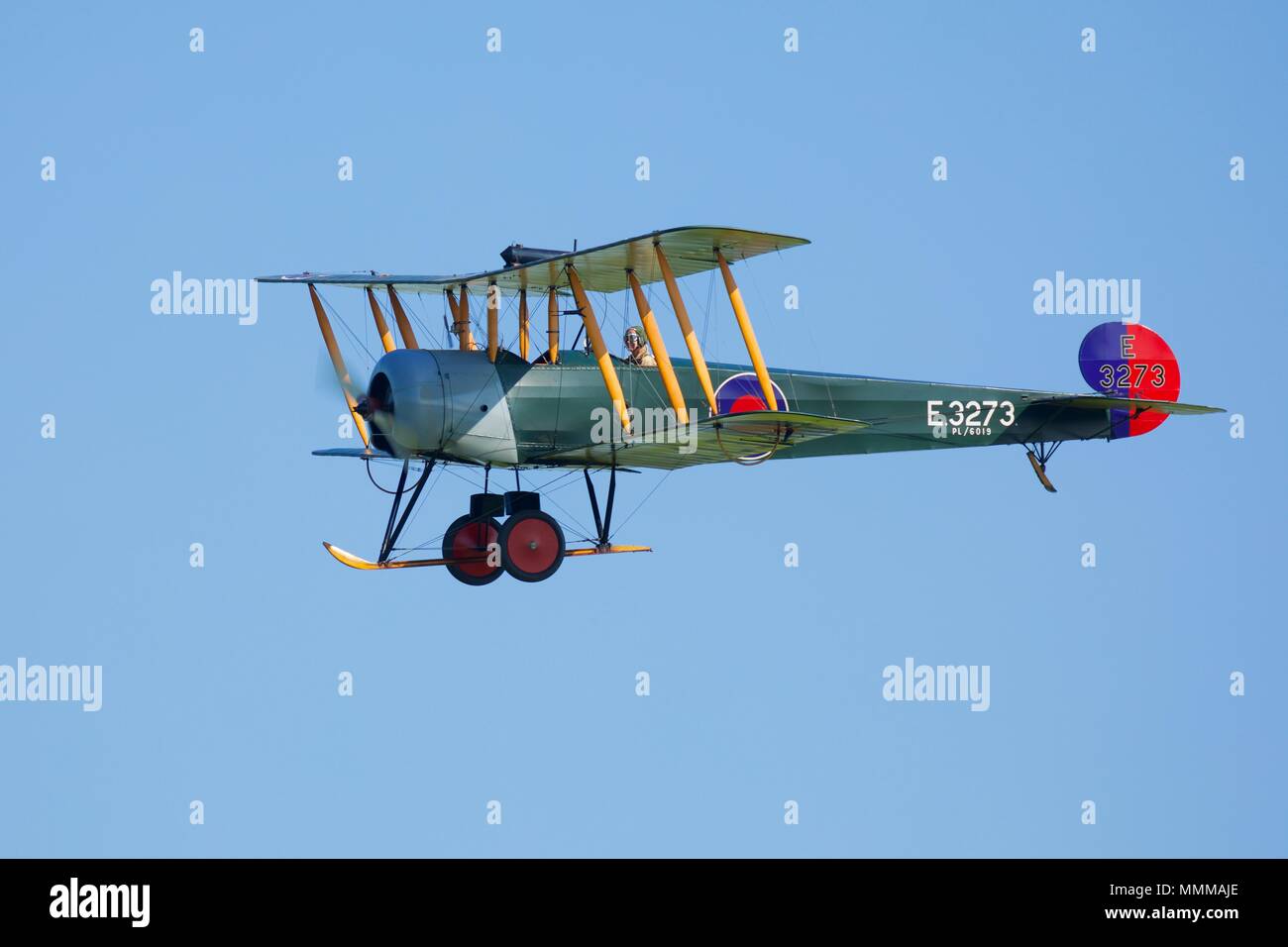 1918 Avro 504k, World War 1 biplane flying at Shuttleworth Stock Photo ...