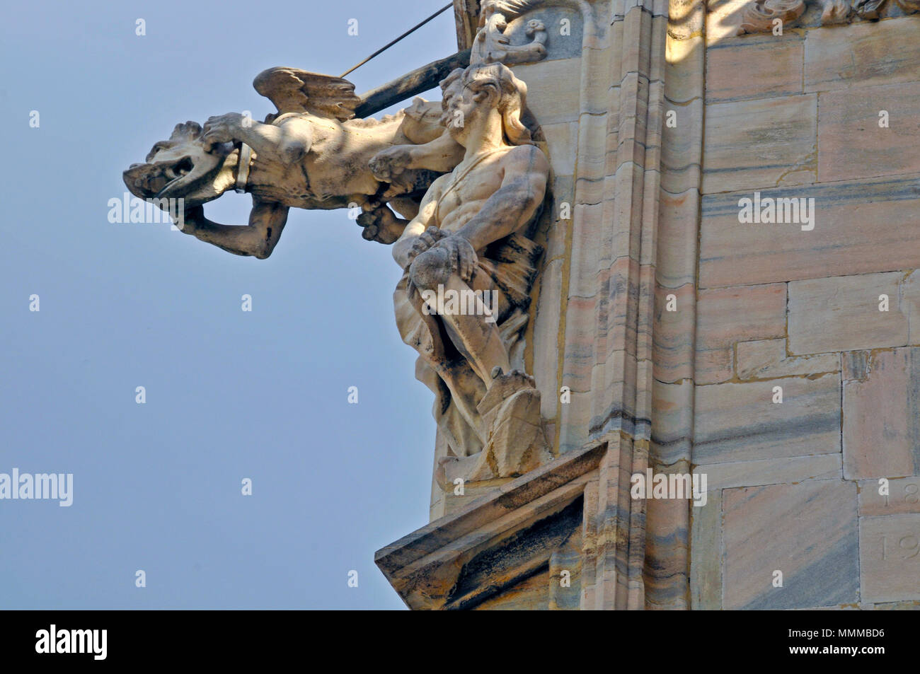 Gargoyle decoration on the rooftop of the Duomo Cathedral, Milan, Italy ...