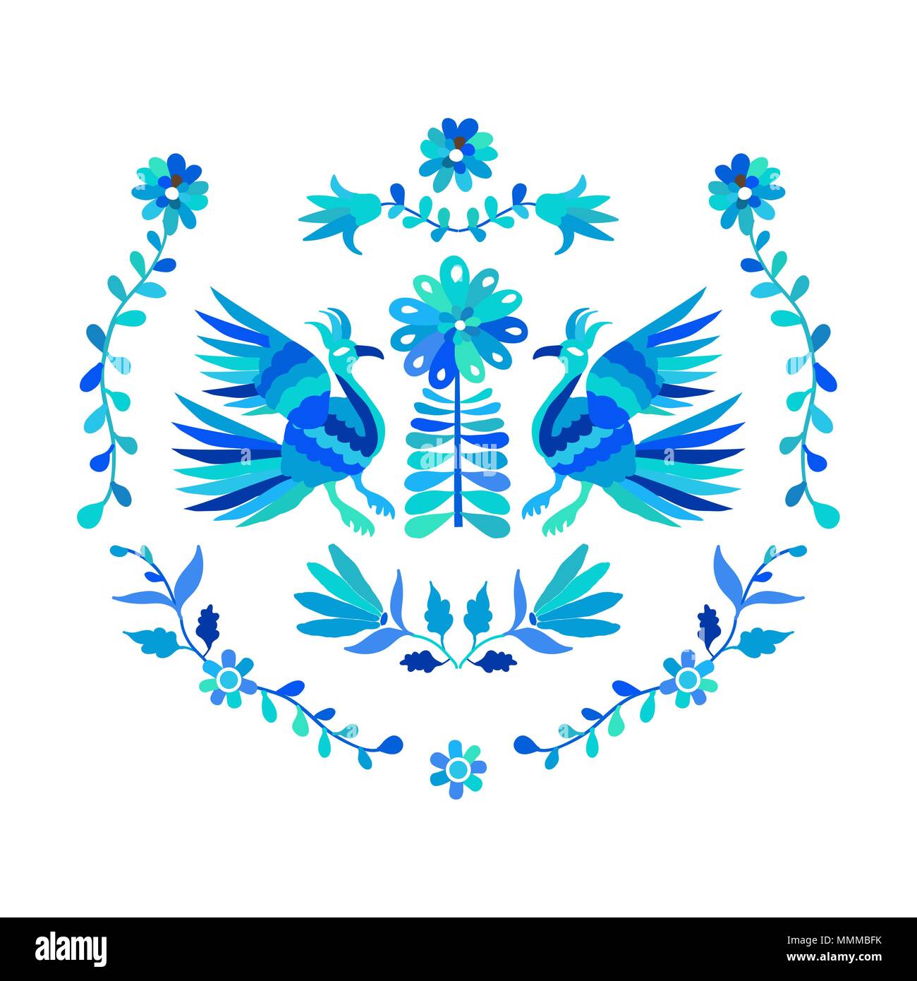 Vector folk Mexican Otomi Style embroidery Pattern Stock Vector Image ...