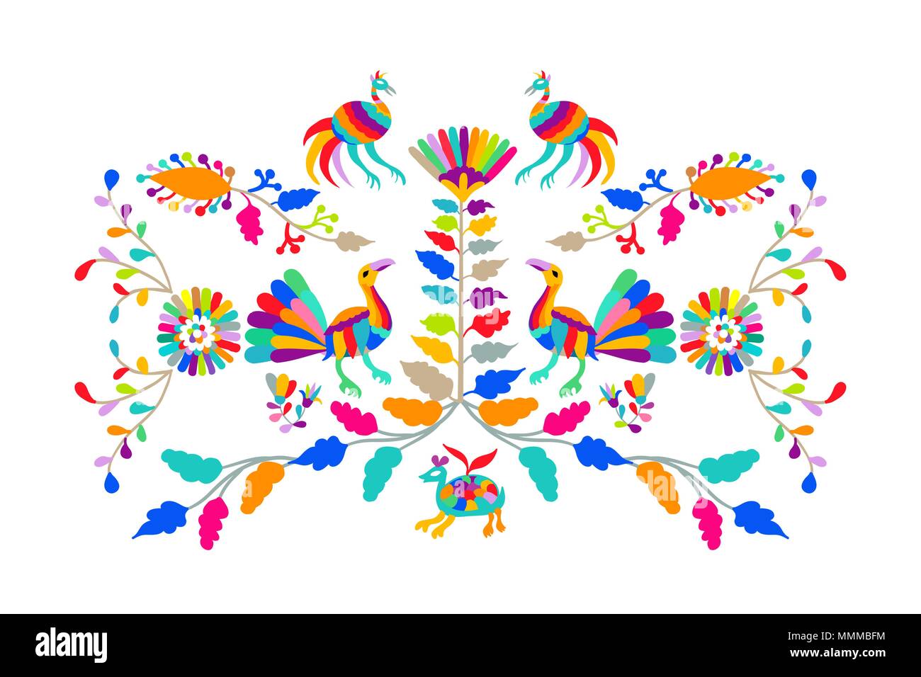 Vector folk Mexican Otomi Style embroidery Pattern Stock Vector Image ...