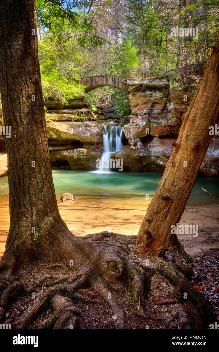 Upper Falls at Old Man's Cave in Hocking Hills Ohio. This is a very ...