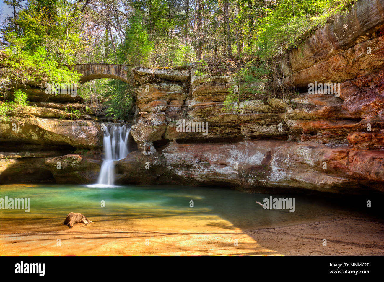 Upper Falls at Old Man's Cave in Hocking Hills Ohio. This is a very ...