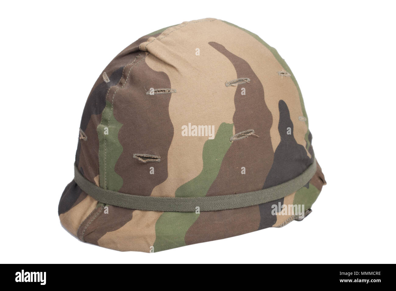 US Army helmet with woodland pattern camouflage cover Stock Photo - Alamy