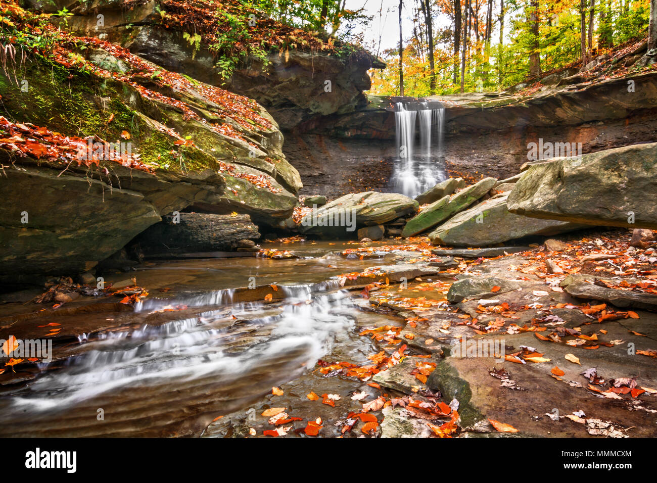 Blue Hen Falls in Cuyahoga Valley National Park Ohio. A gorgeous fifteen foot waterfall seen ...