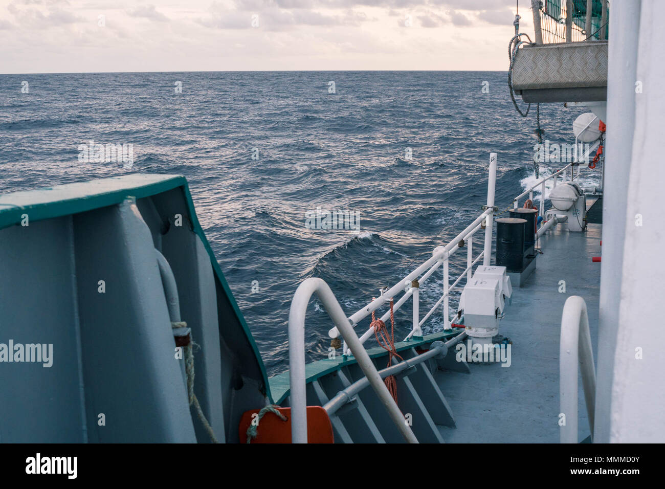 View of ocean from ship or vessel. Marine heavy duty job. Pitching and ...