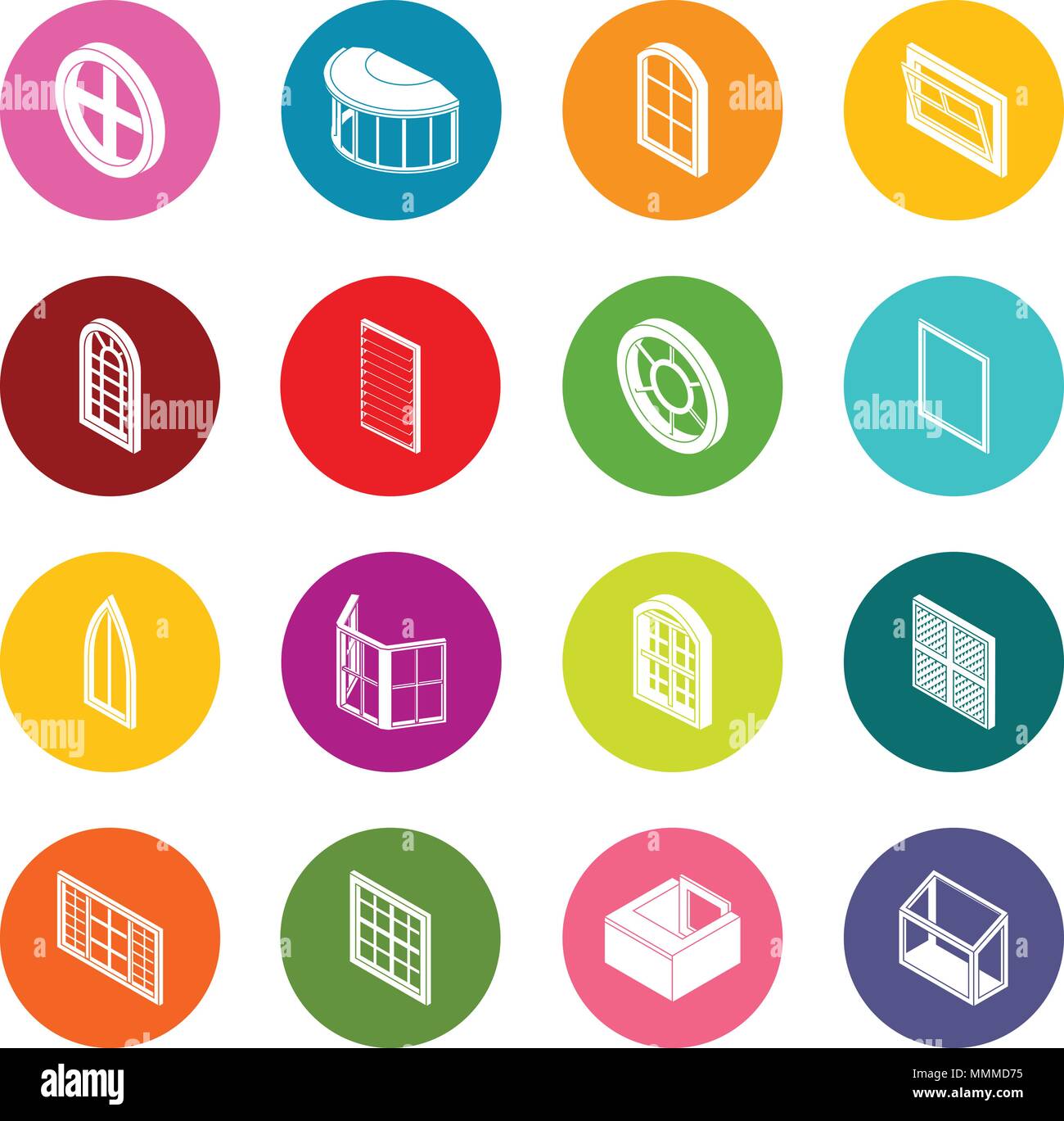 Window forms icons set colorful circles vector Stock Vector Image & Art ...