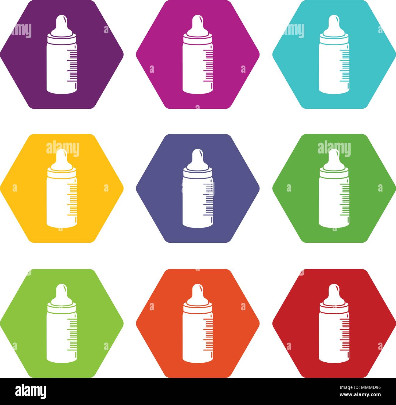 Baby bottle icons set 9 vector Stock Vector Image & Art - Alamy