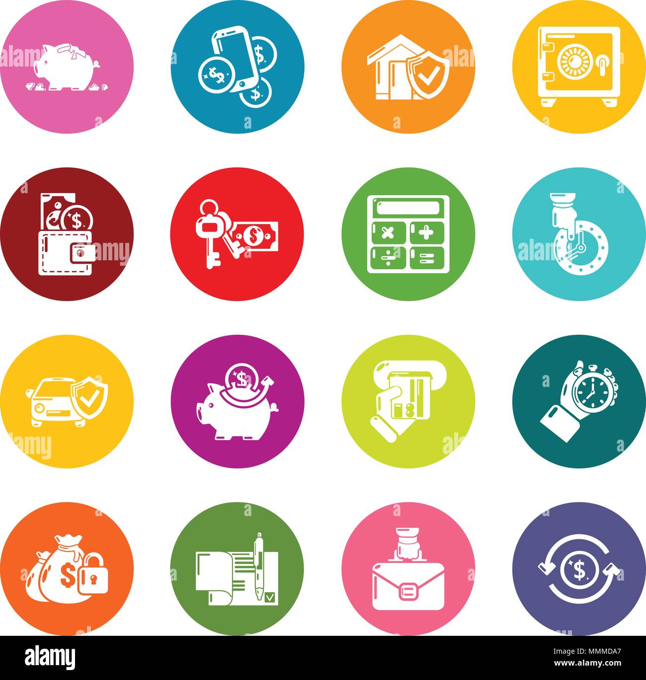 Credit icons set colorful circles vector Stock Vector Image & Art - Alamy