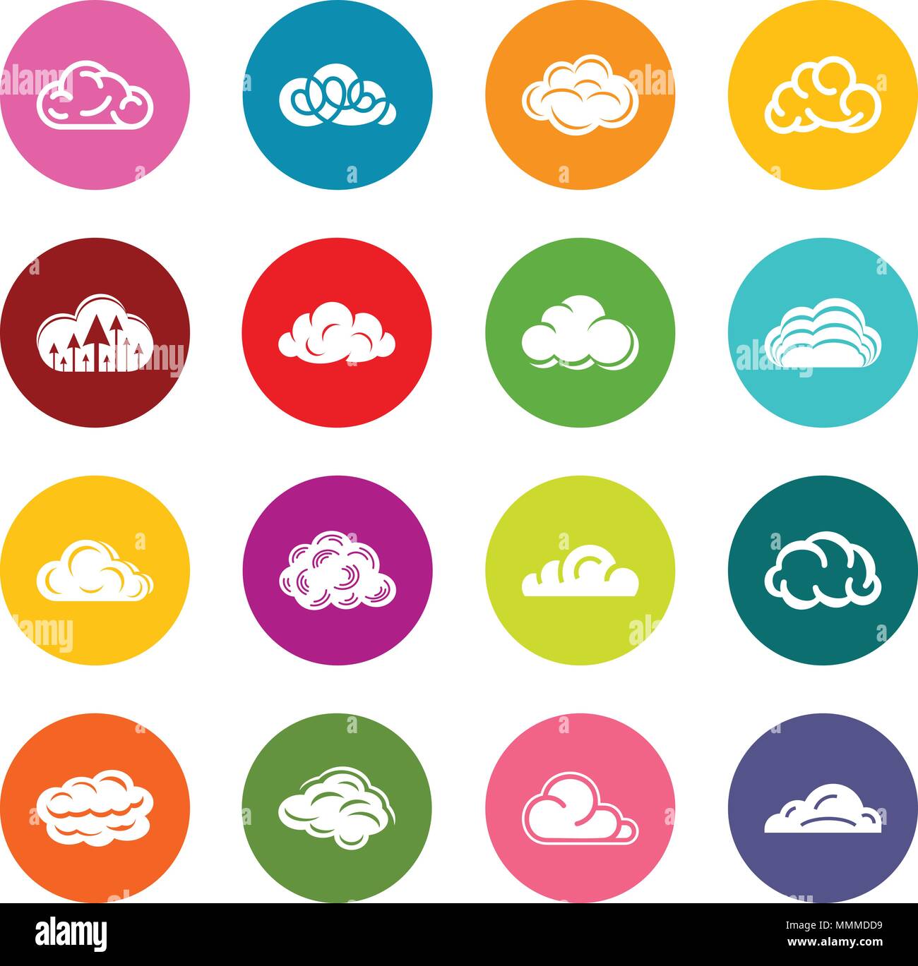 Cloud icons set colorful circles vector Stock Vector Image & Art - Alamy