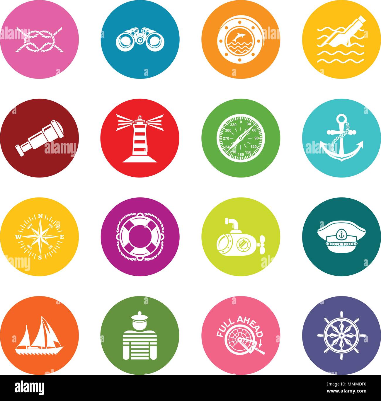 Nautical icons set colorful circles vector Stock Vector Image & Art - Alamy