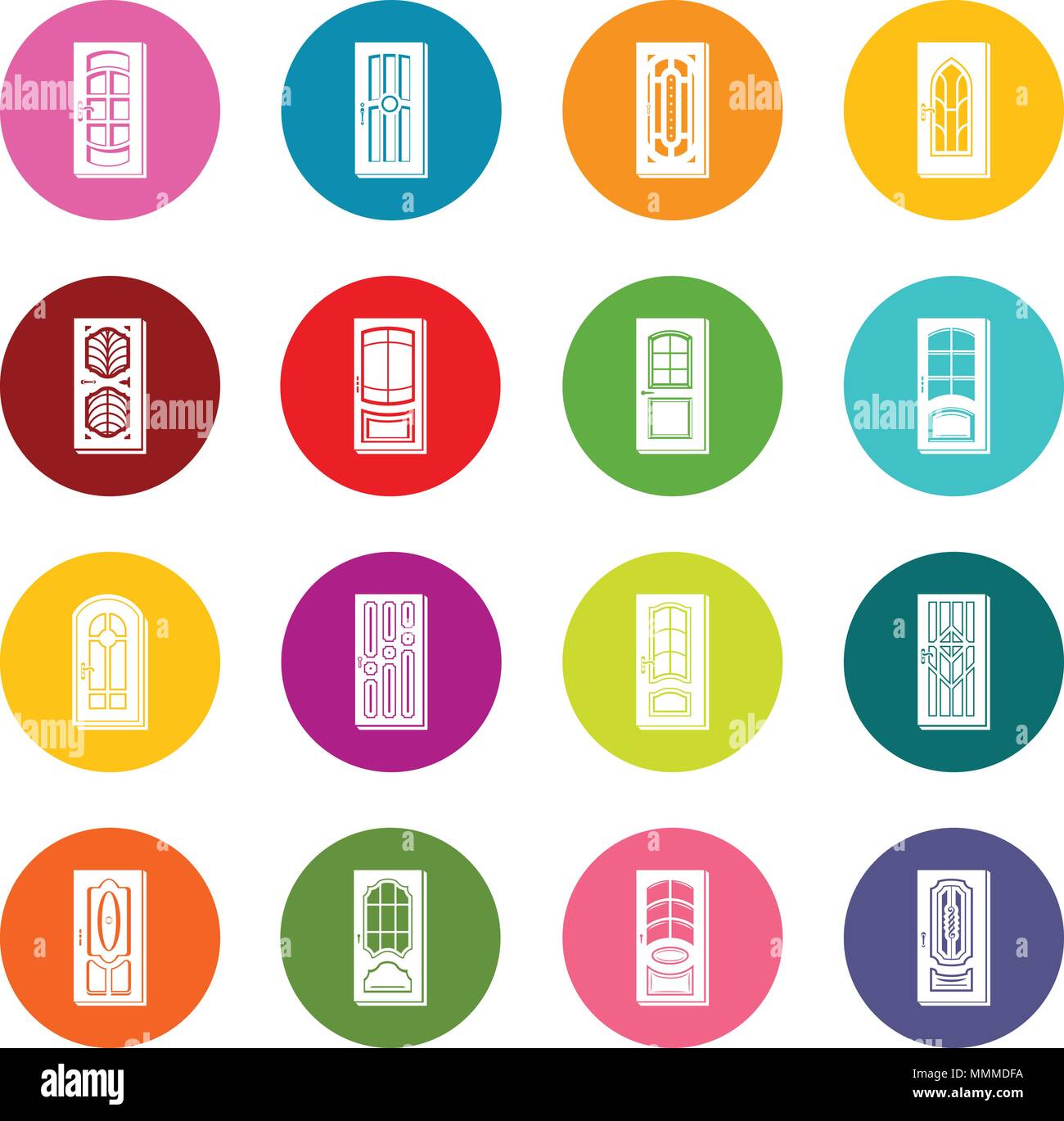 Door icons set colorful circles vector Stock Vector Image & Art - Alamy
