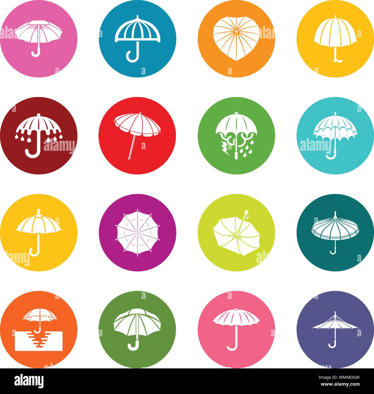 Umbrella icons set colorful circles vector Stock Vector Image & Art - Alamy
