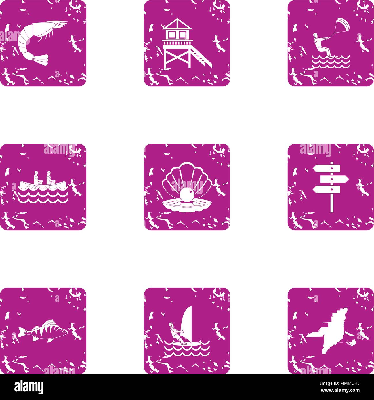 Onshore fish icons set, grunge style Stock Vector Image & Art - Alamy