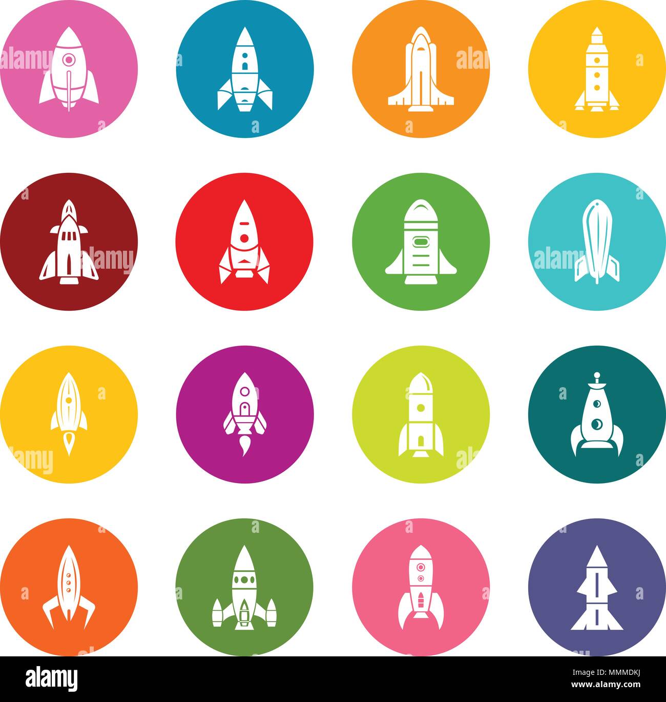 Rocket icons set colorful circles vector Stock Vector Image & Art - Alamy