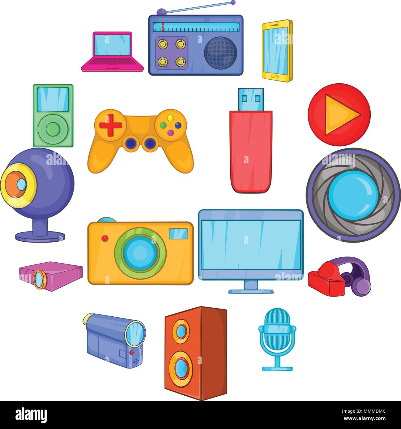 Multimedia icons set, cartoon style Stock Vector Image & Art - Alamy