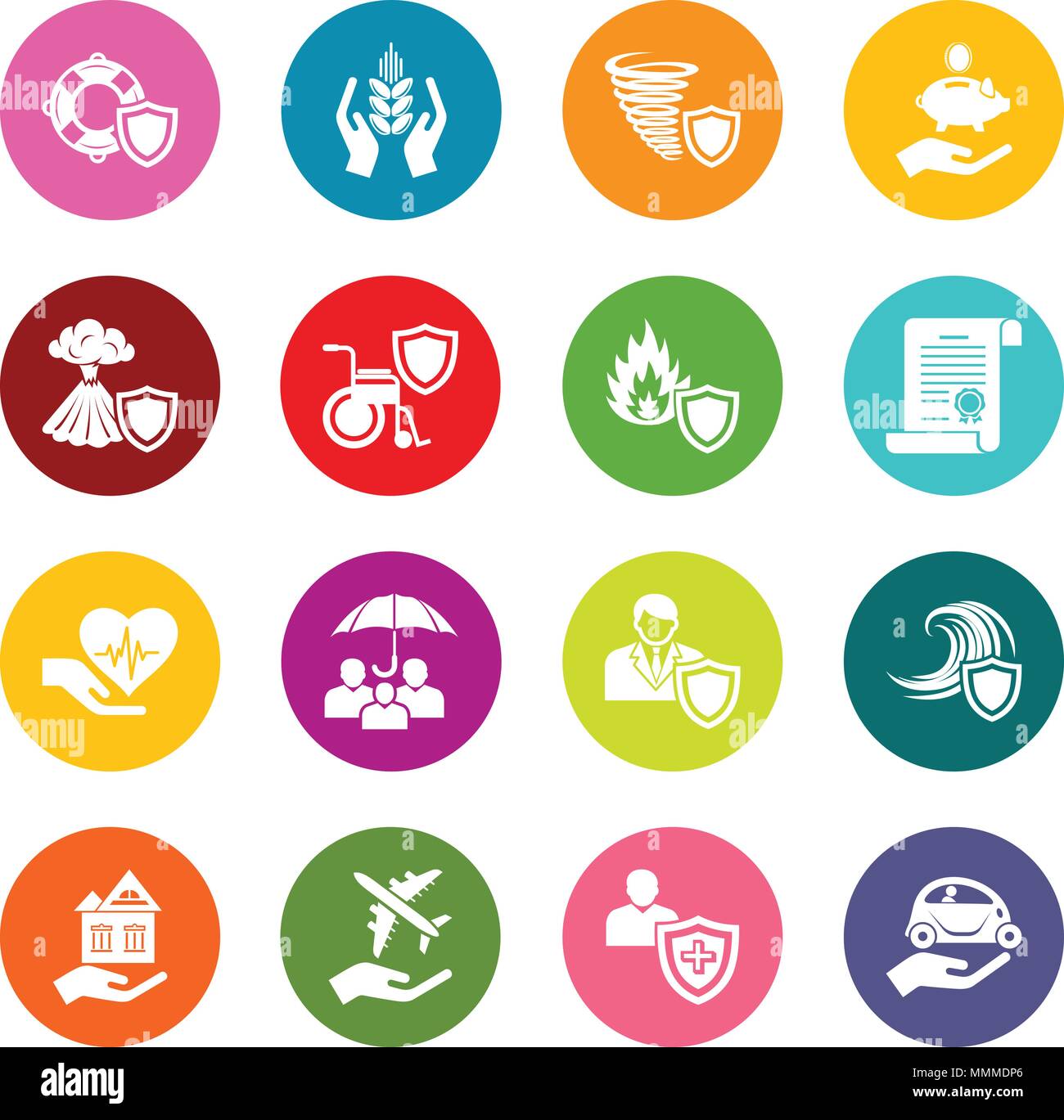 Insurance icons set colorful circles vector Stock Vector Image & Art ...