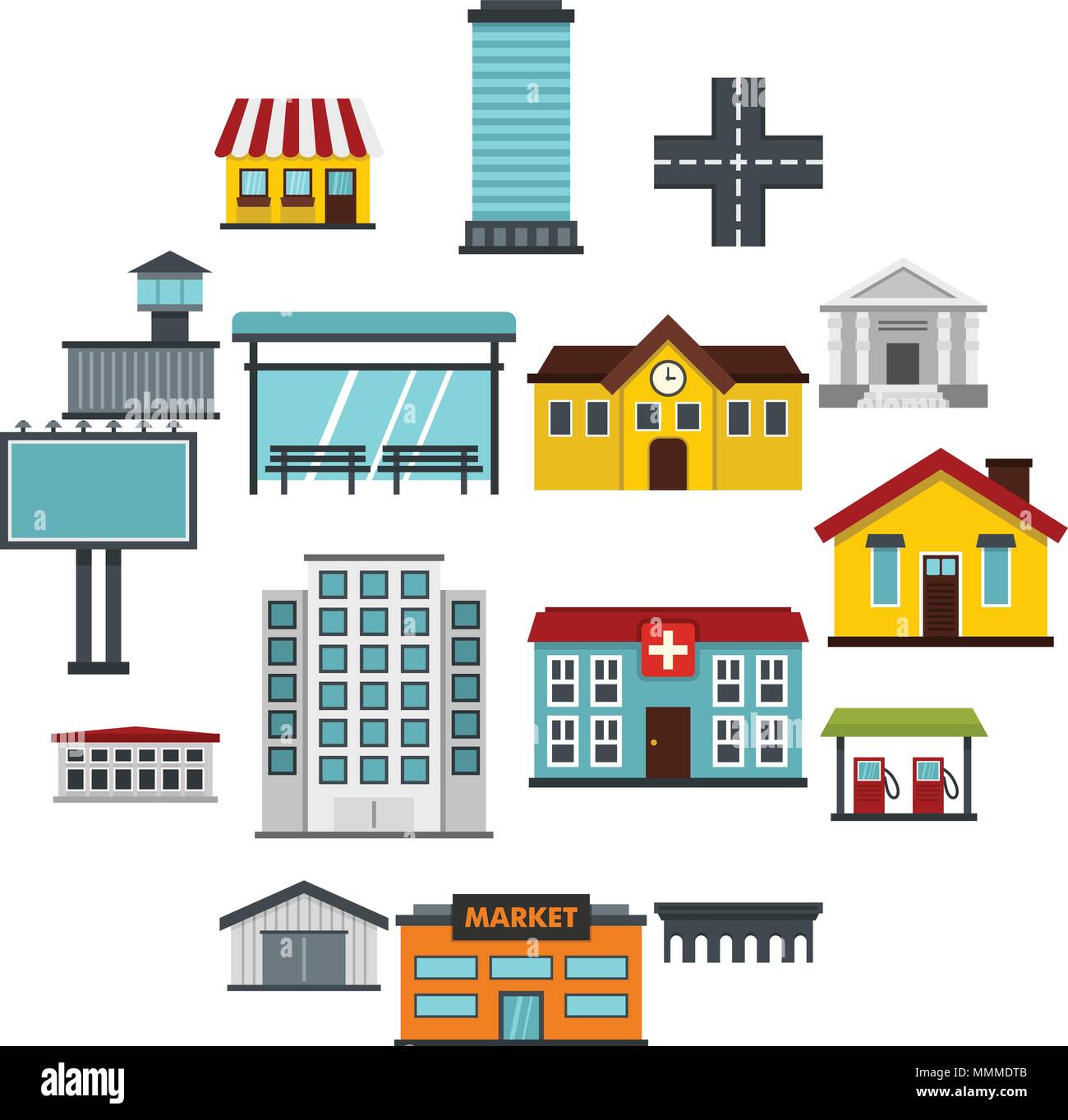 City infrastructure items set flat icons Stock Vector Image & Art - Alamy