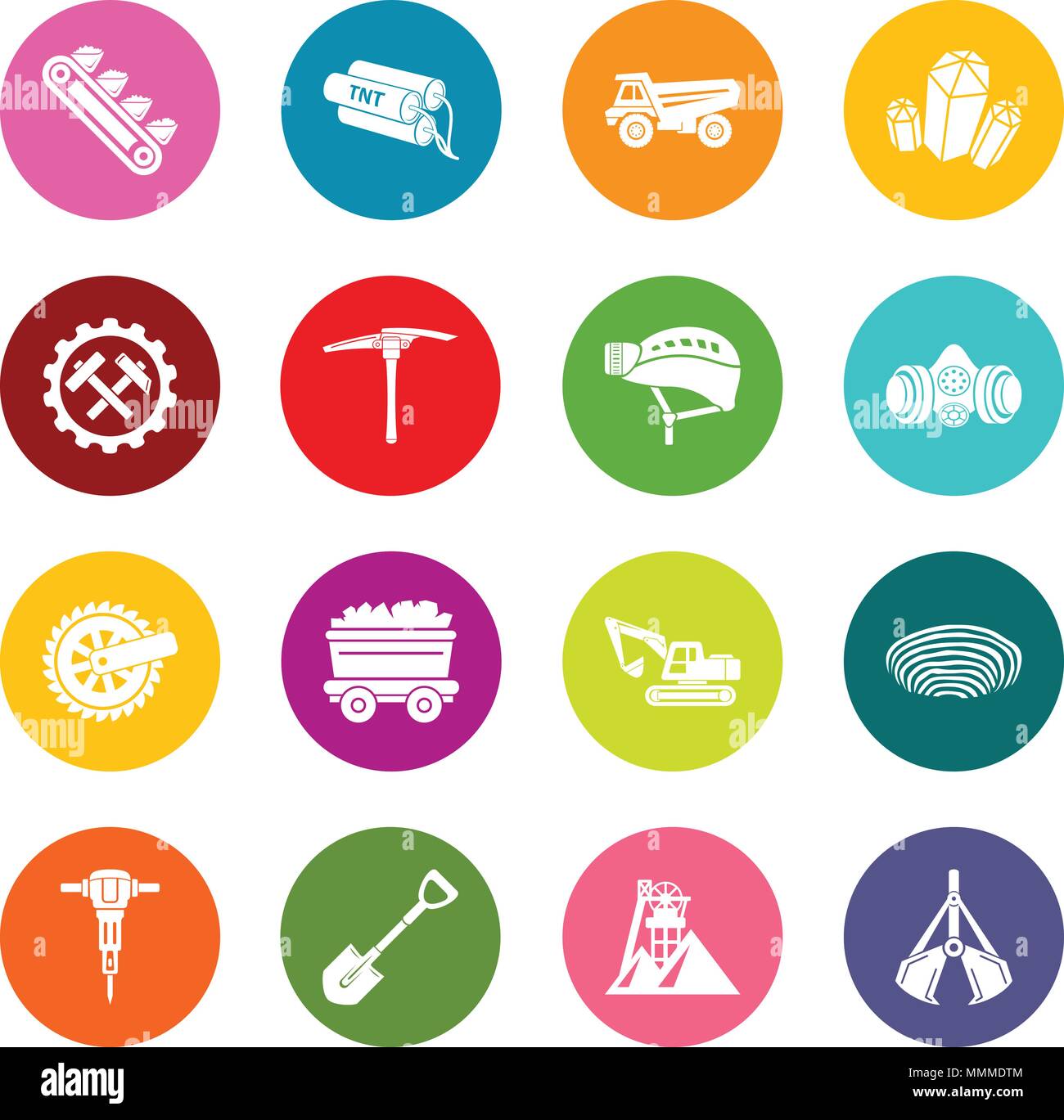 Coal mine icons set colorful circles vector Stock Vector Image & Art ...