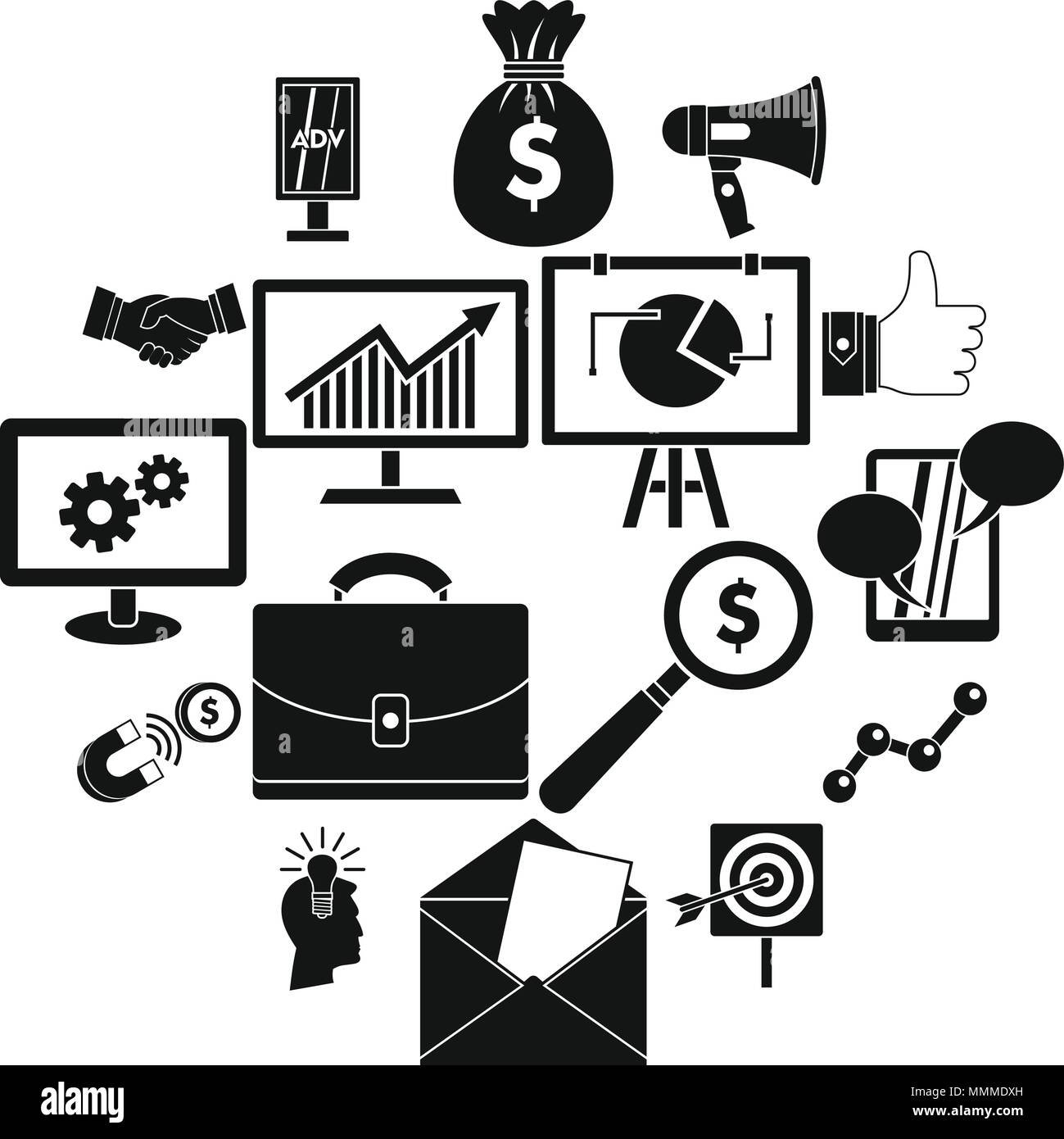 Marketing items icons set, simple style Stock Vector Image & Art - Alamy