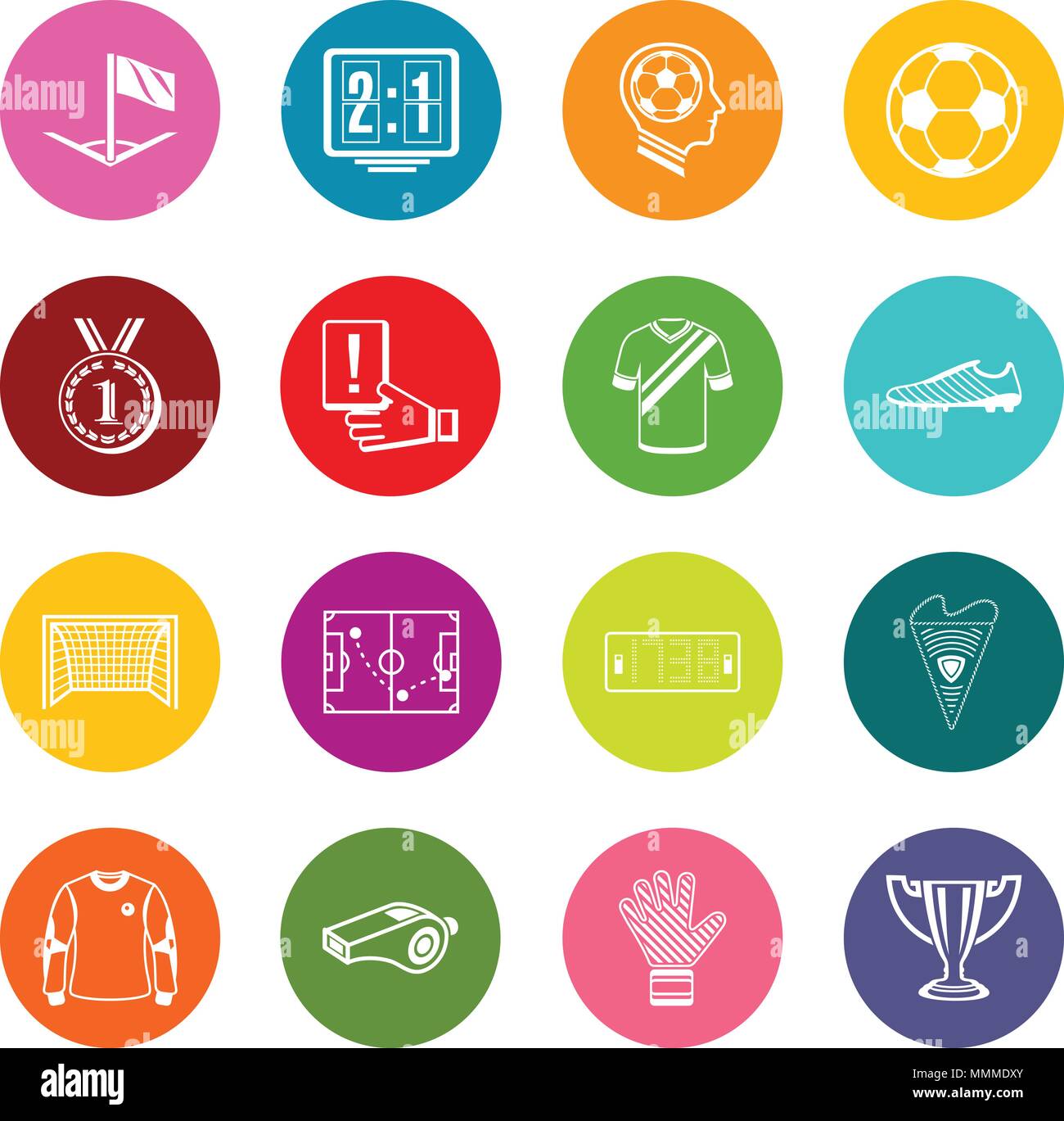 Soccer football icons set colorful circles vector Stock Vector Image ...