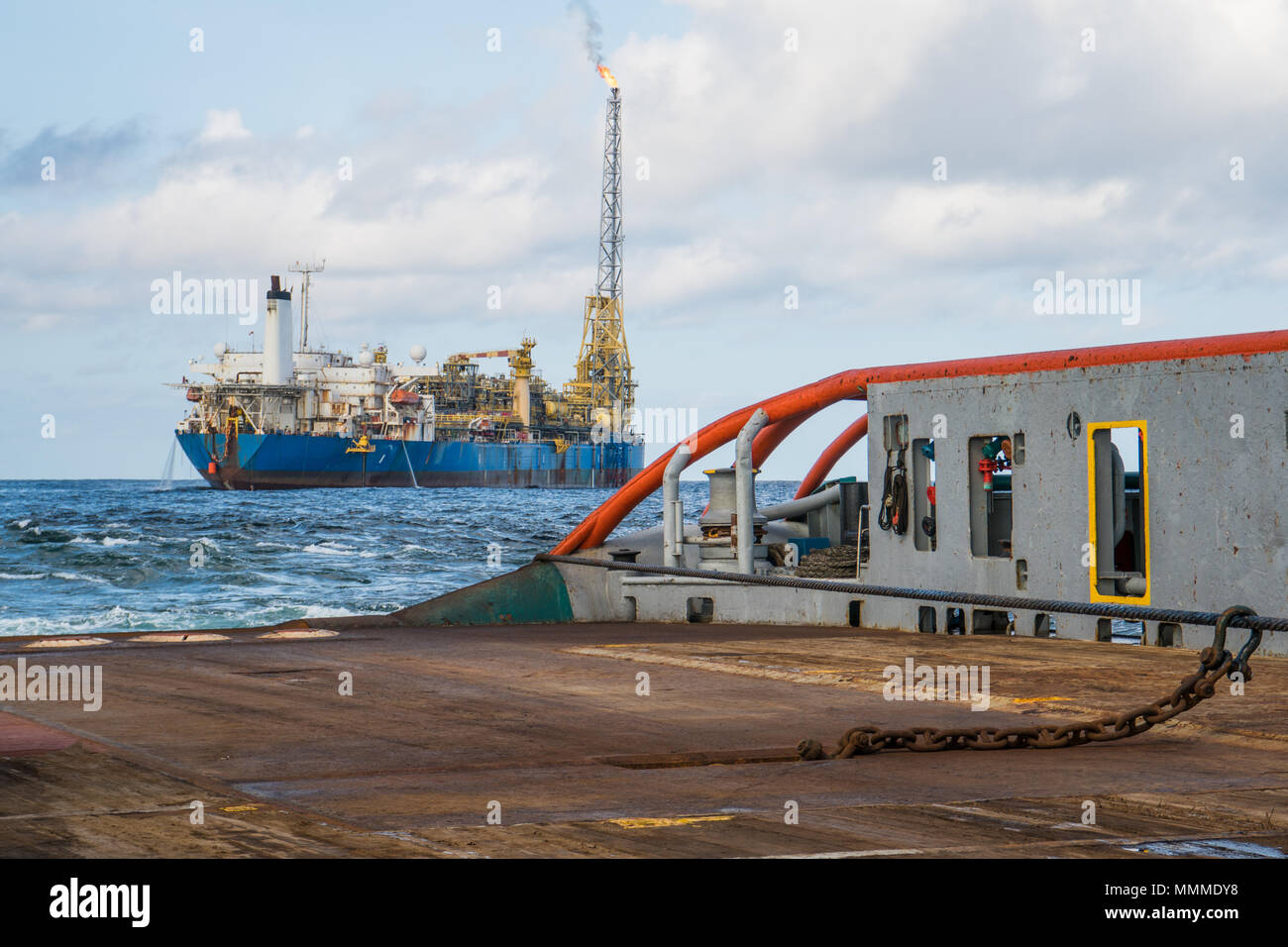 Anchor-handling Tug Supply AHTS vessel during dynamic positioning DP ...