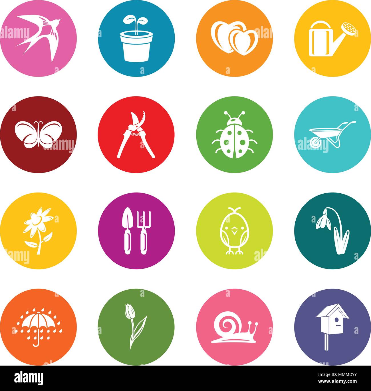 Spring icons set colorful circles vector Stock Vector Image & Art - Alamy