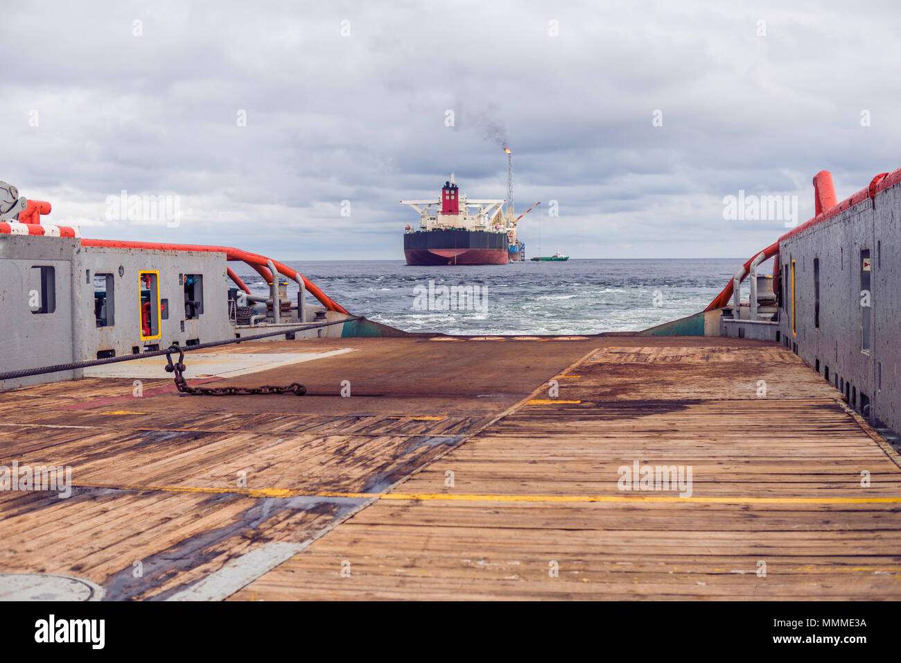 Anchor-handling Tug Supply AHTS vessel during dynamic positioning DP ...