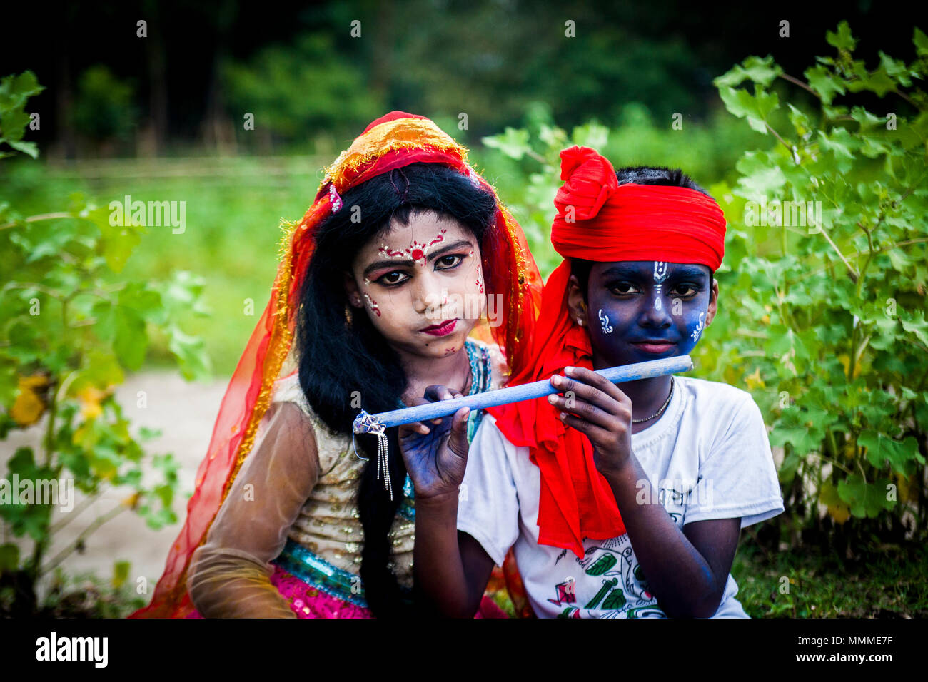 Painted face on the occasion of Charak puja at Tangail in Bangladesh on ...