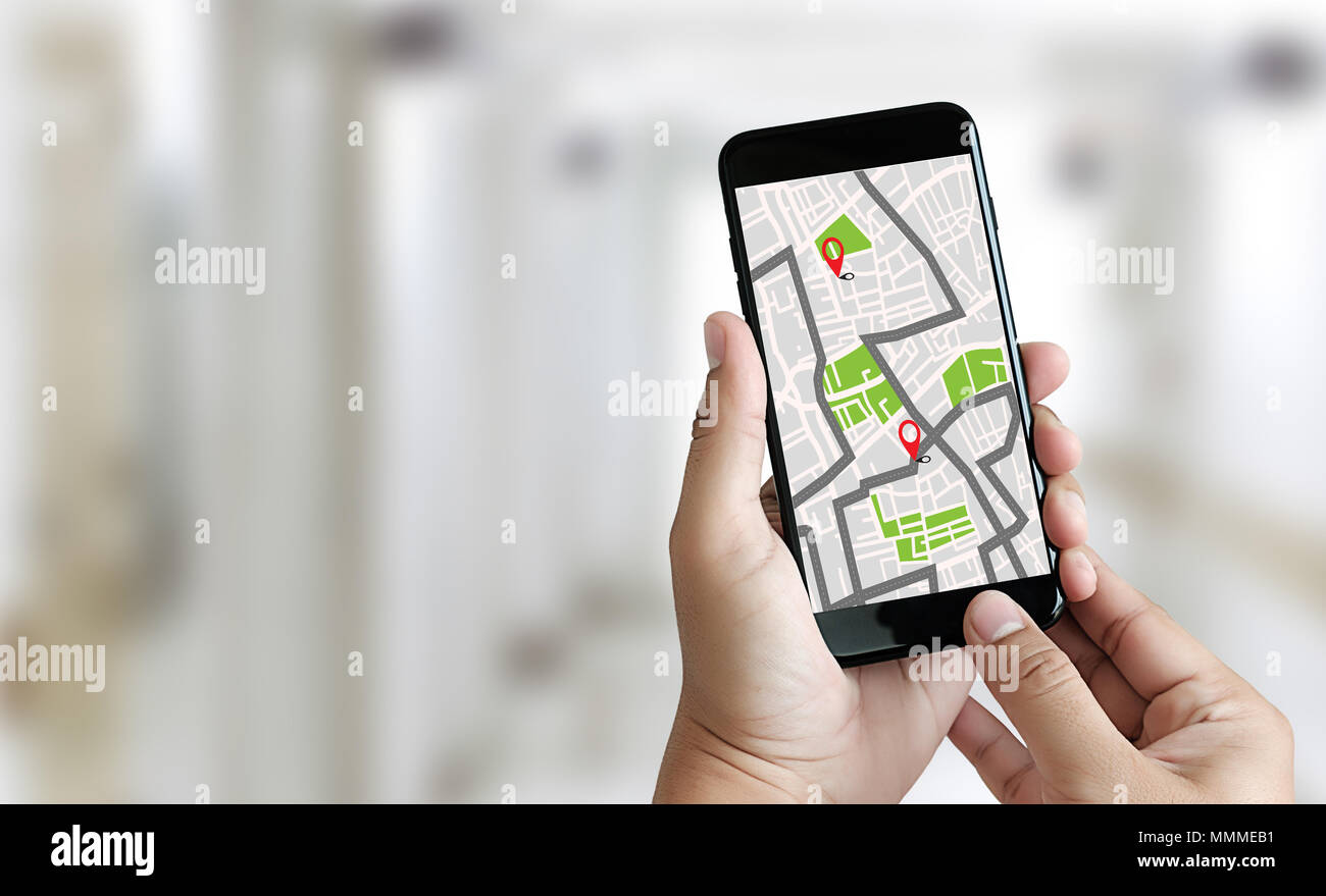 GPS Map to Route Destination network connection Location Street Map ...