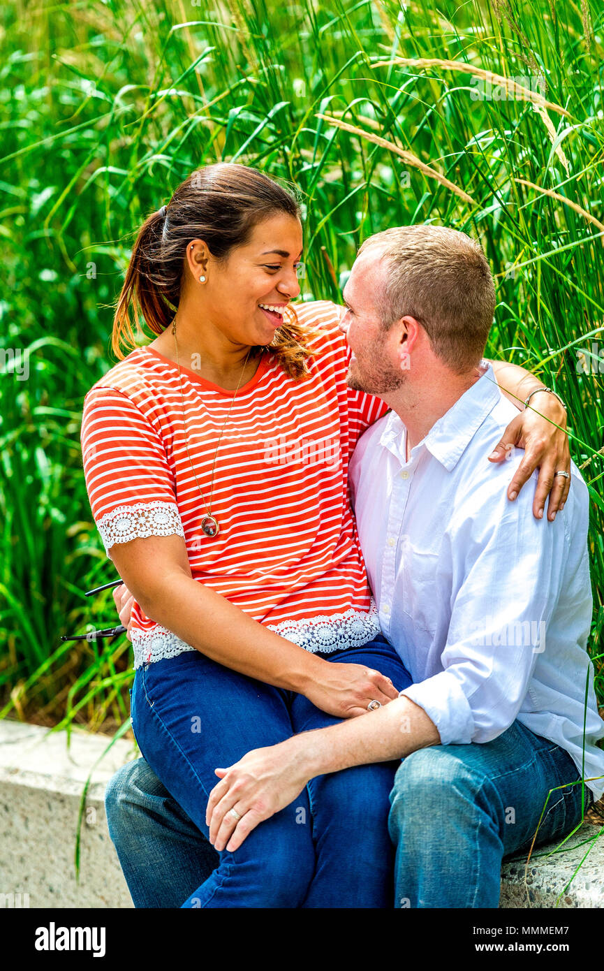 A mixed race couple in love in London, England Stock Photo - Alamy