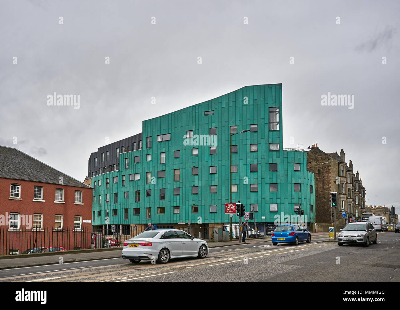 Green apartment block at abbey place hi-res stock photography and ...