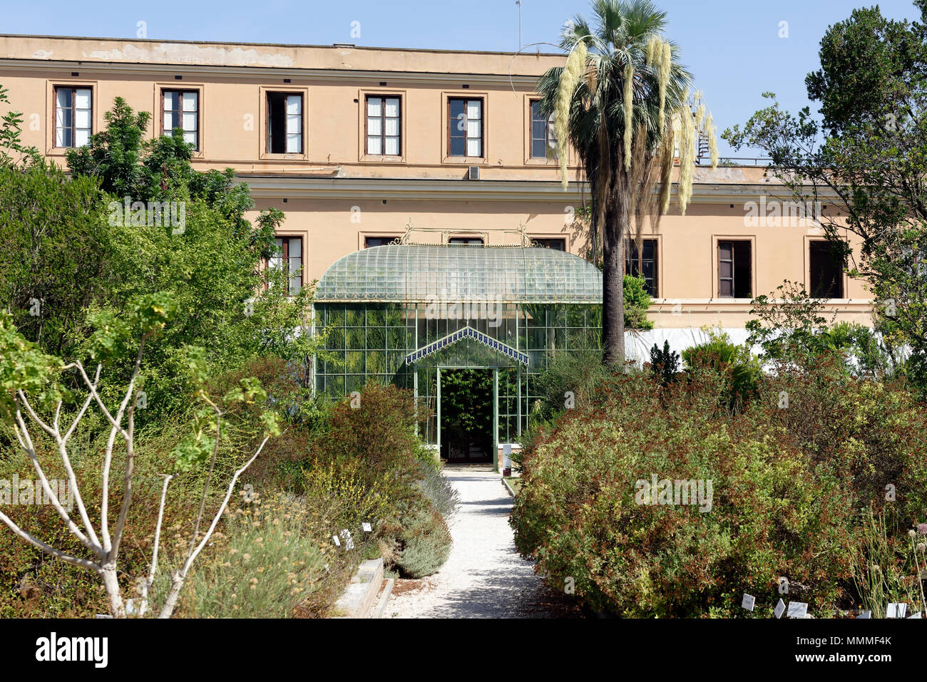 The monumental Greenhouse, Orto Botanico di Roma or Rome's Botanical ...