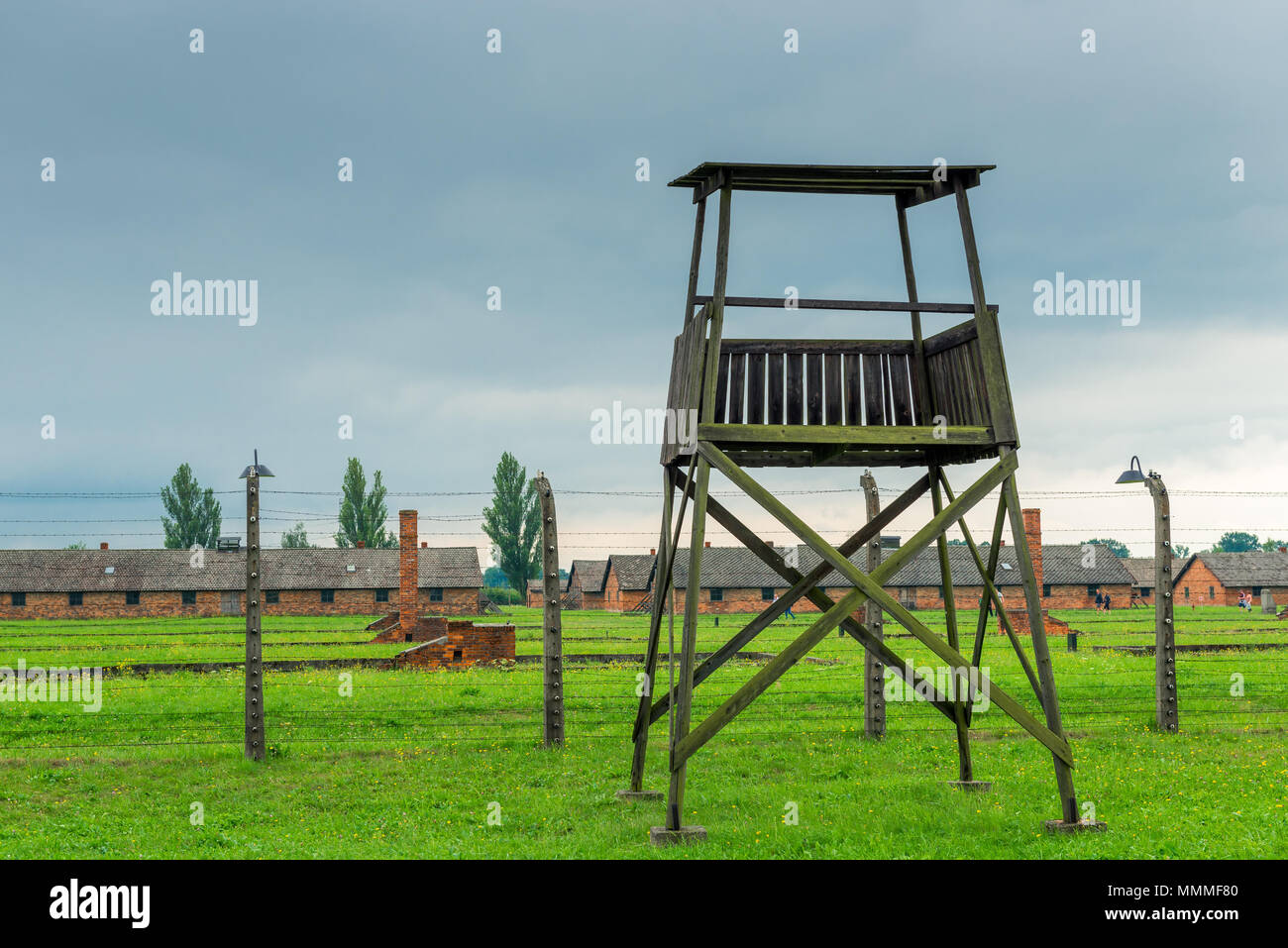 Auschwitz, Poland - August 12, 2017: tower for the soldier ...
