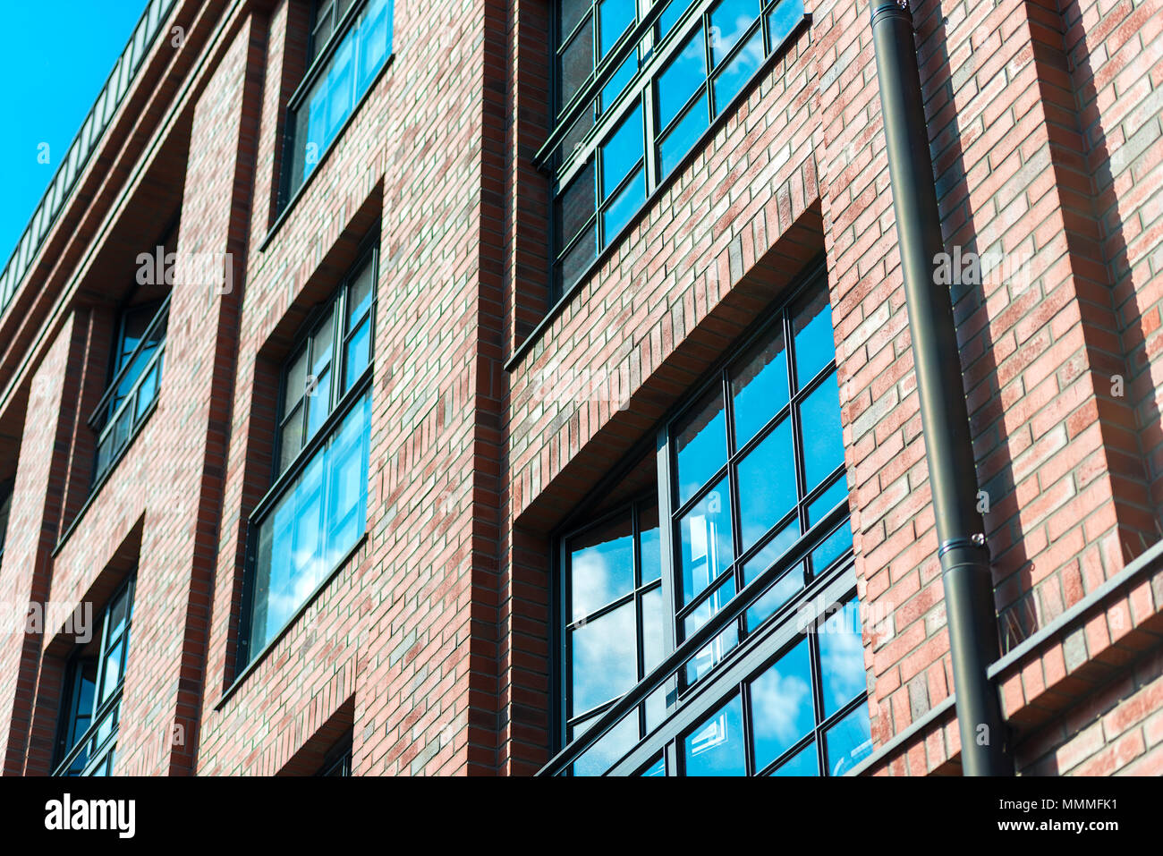 modern brick high building close-up elements Stock Photo - Alamy
