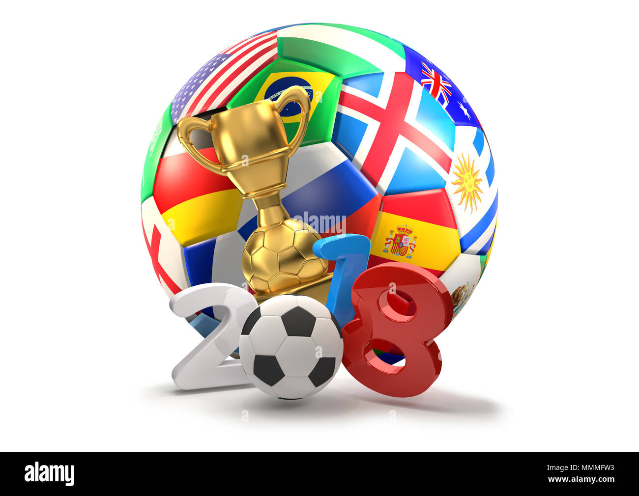 Russia soccer ball trophy symbol 3d illustration Stock Photo - Alamy