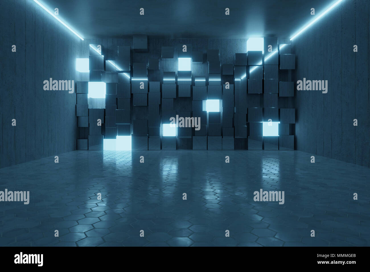 3d abstract blue glass cube hi-res stock photography and images - Alamy