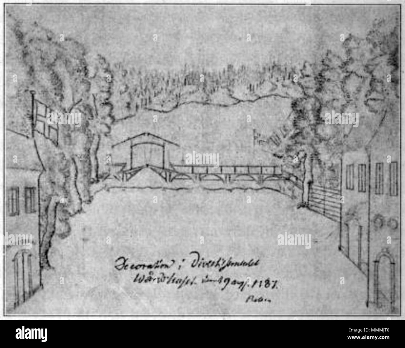 . English: A sketch by Carl Michael Bellman for the play 'Värdshuset ...