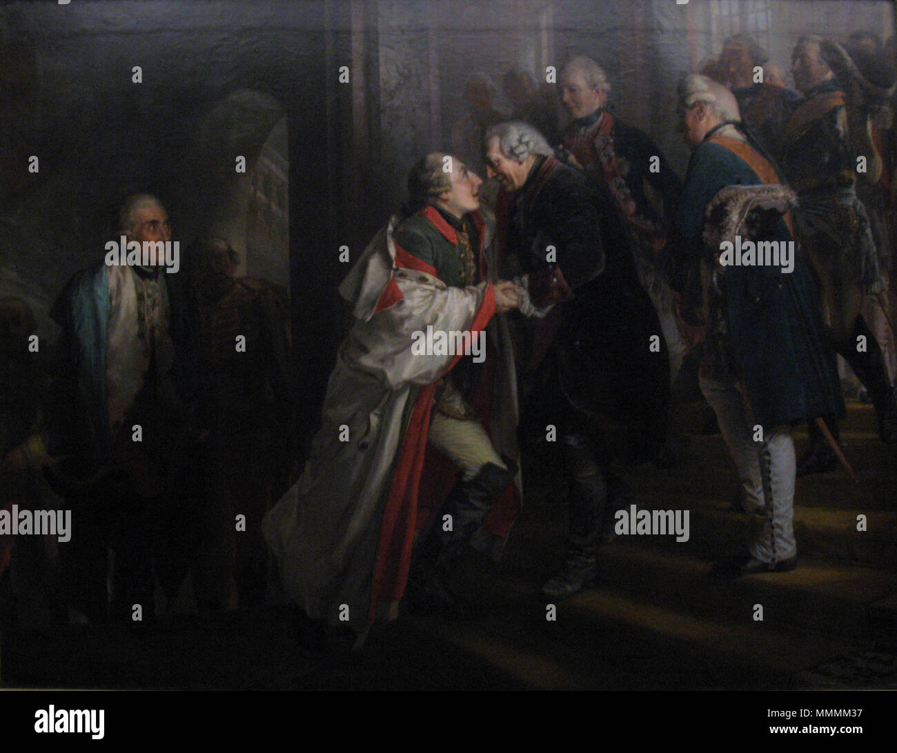 1857 Menzel Begegnung Friedrichs II. mit Kaiser Joseph II. in Neiße im ...