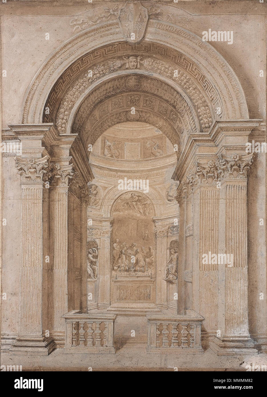 . English: Chigi Chapel, Santa Maria del Popolo, Rome, drawing by ...