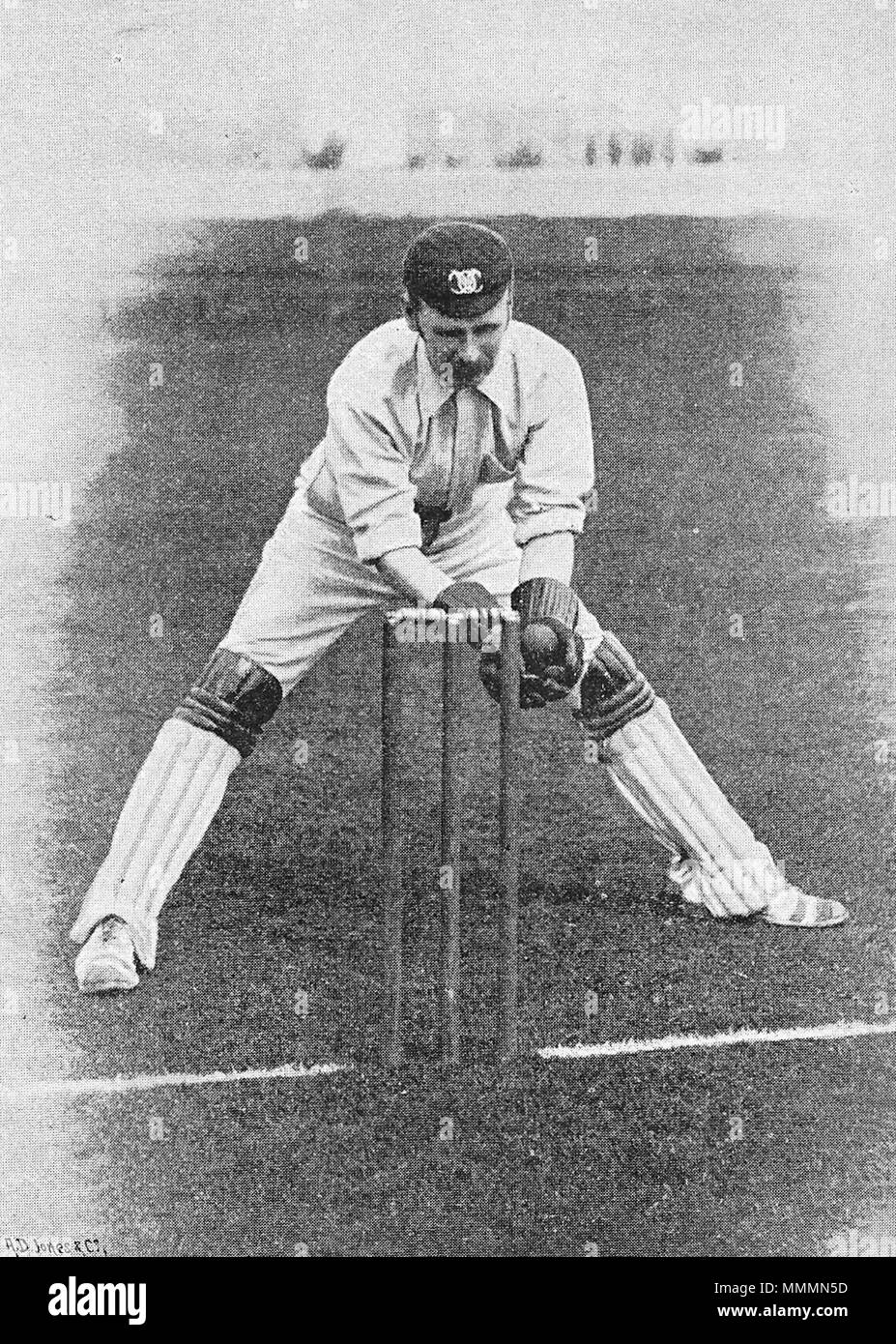 . English: Scan of cricketer Archie Wickham . 1896. Photo by E Hawkins ...