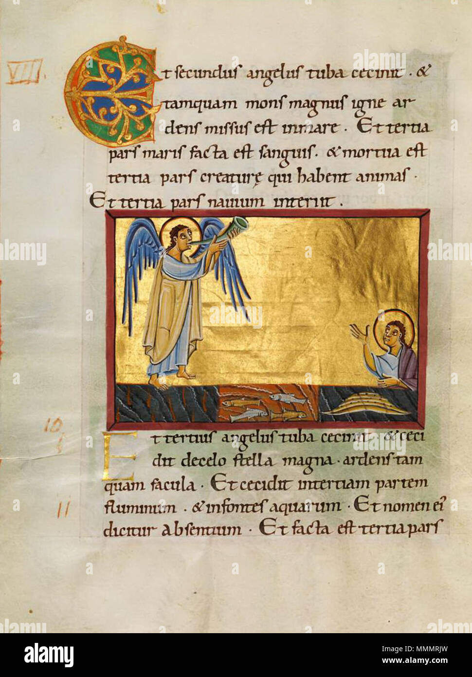 . Folio 20v of the Bamberg Apocalypse The second trumpet. 70 ...