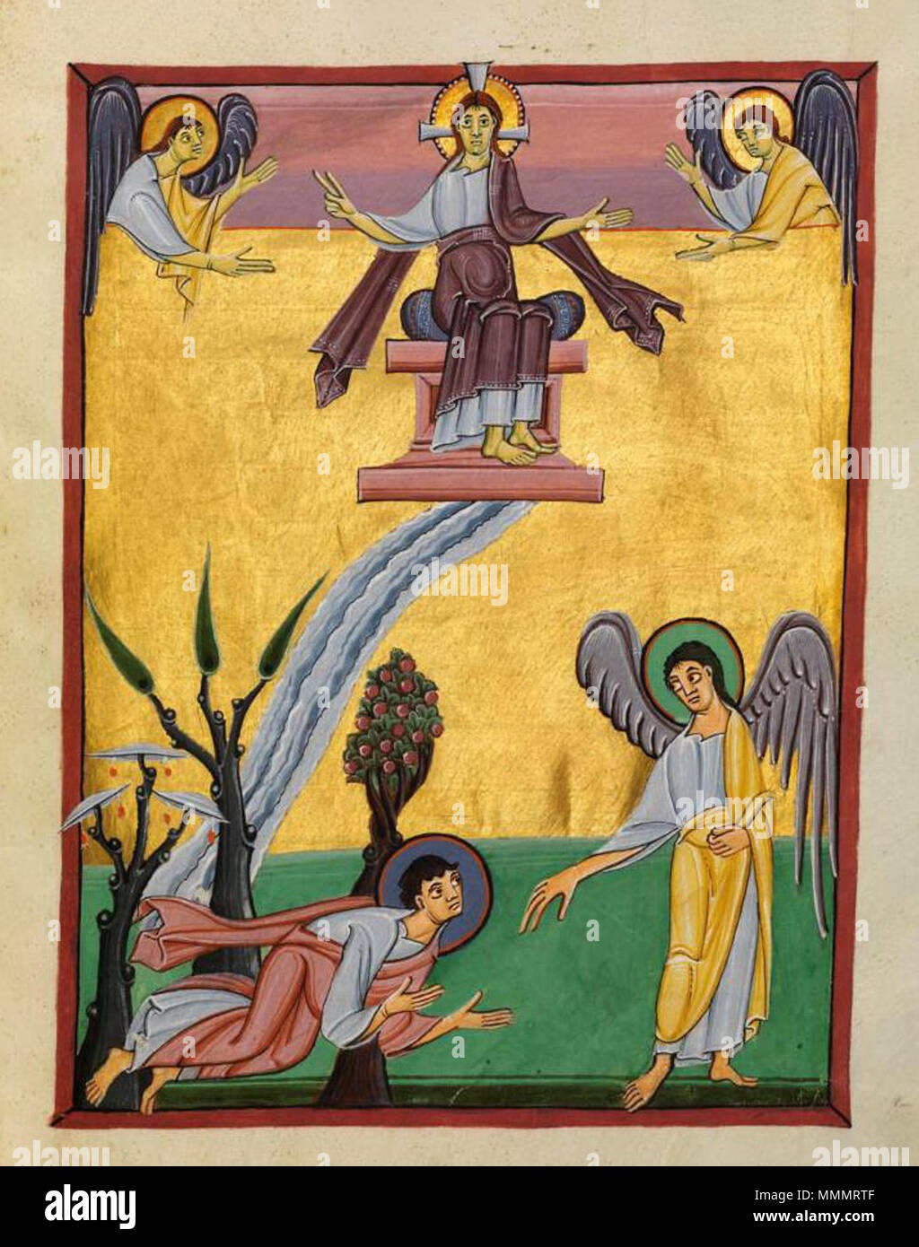 . Folio 57r of the Bamberg Apocalypse The river of Life. 70 ...